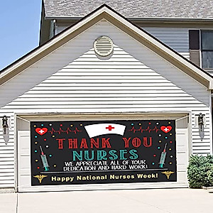 Nurse Appreciation Week Banner Backdrop Decorations - Happy National Nurses Week Banner Decoration Thank You Nurses Banner for Medical Doctor Nursing Party Decorations