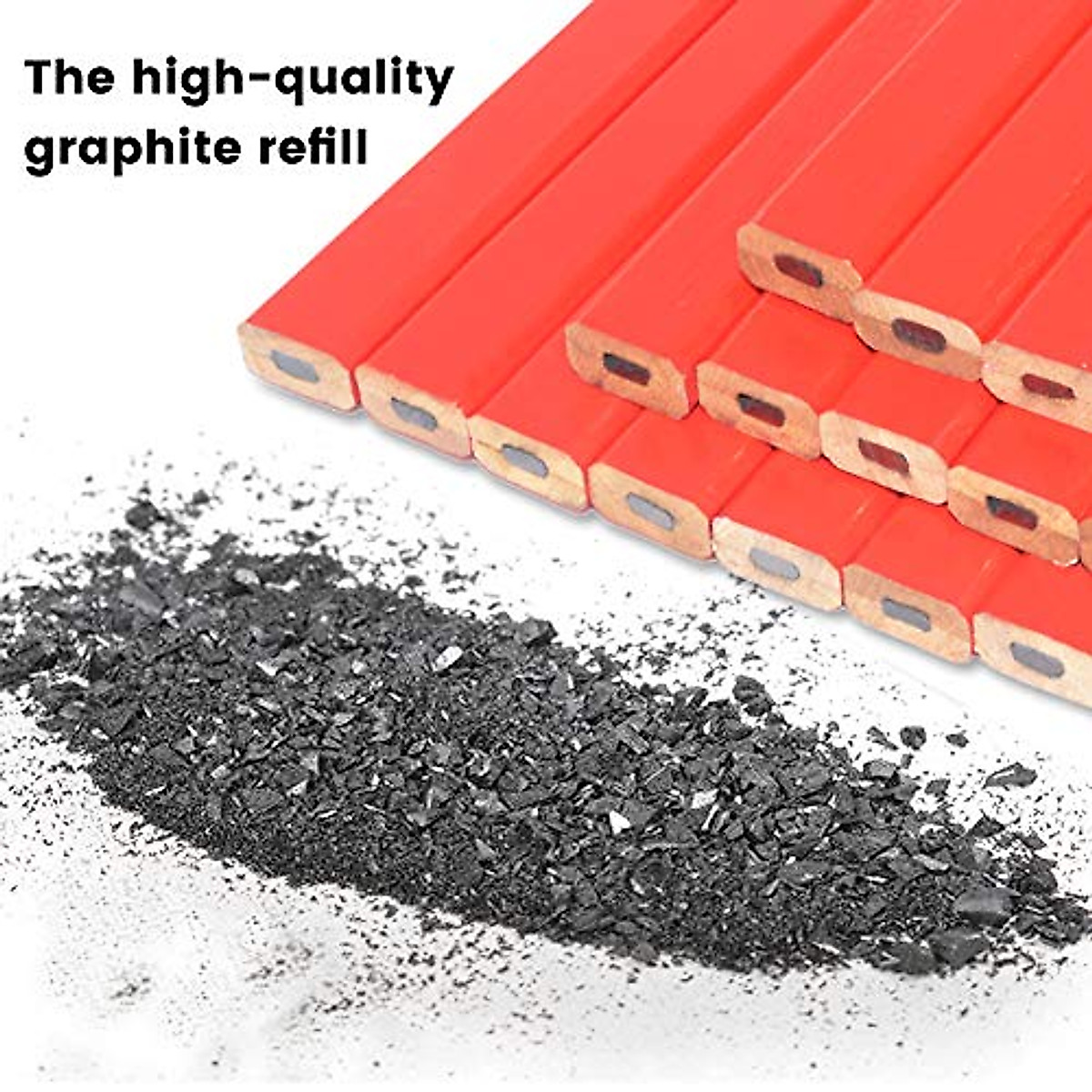 Gegong 72Pcs Carpenter Pencils 7 inch Octagonal Red Hard Black Lead Carpenter Pencil Woodworking Marking Tool