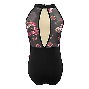 Lovdaswi Women Print Ballet Dance Leotard Halter Neck Sleeveless Gymnastics Bodysuits