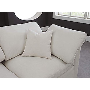 Meridian Furniture Plush Collection Contemporary Down Filled Cloud-Like Comfort Overstuffed Velvet Upholstered Modular U-Shaped Sectional, 7-Seater, Armless, Cream