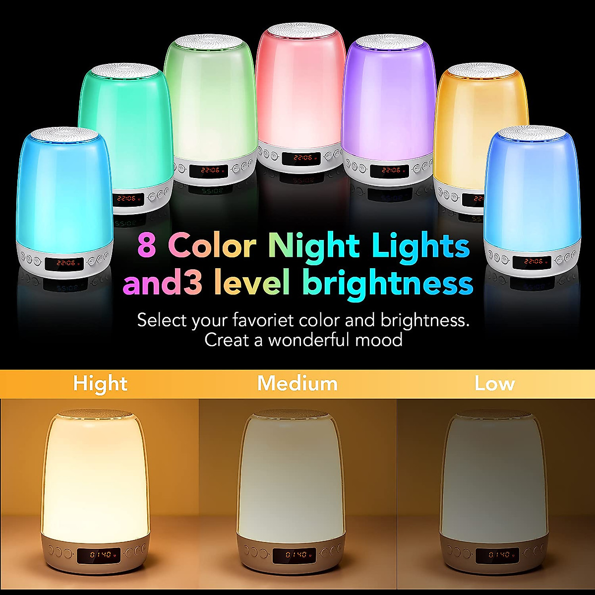 Night Lights for Kids Room,Night Light for Kids Night Lights for Bedroom,Kids Night Light Lamp Baby Night Lgiht with White Noise Nursery Nightlights for Children Boys,Clock+Battery Operated+Bluetooth
