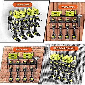2 Pack Power Tool Organizer Wall Mount,Heavy Duty Metal Drill Holer with Screwdriver Holder,Tool Organizers and Garage Storage Rack for Garage Organization,Tool Shelf Holder for Lifetime Use