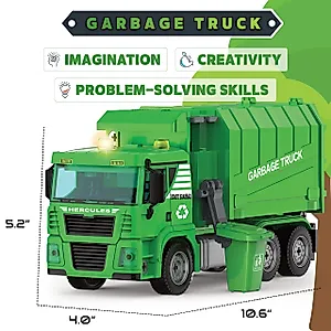 Garbage Truck Toys - 2-in-1 148 Pcs STEM Garbage Truck & Street Sweeper Take Apart Toy w/Drill, Push & Go, Lights & Sounds for Kids – Construction Vehicle Playset for Boys Ages 5 6 7+ Years Old