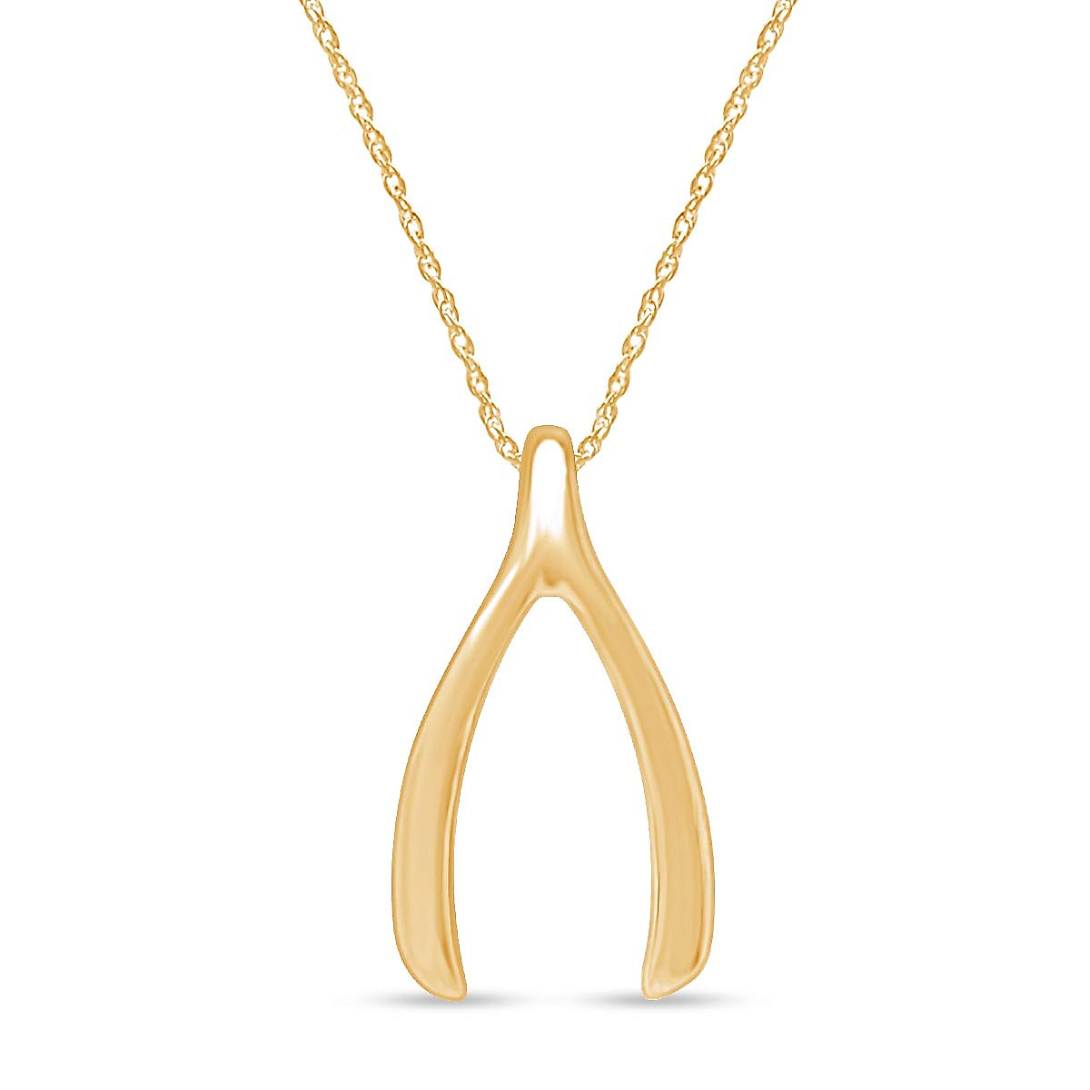 AFFY Wishbone Pendant Necklace in 14K Yellow Gold Over Sterling Silver
