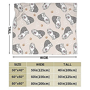 Cute Throw Blanket Old English Sheepdog Super Soft Micro Flannel Fall Plush Lightweight Baby Blankets Bed Couch, Sofa, Travel for Men Women Kids Gifts Size 50x40 inch
