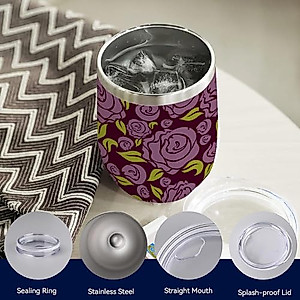 silichee 12 Oz Stainless Steel Tumbler Stanley Cup with Lid Vintage Floral Pattern Pink Roses from My Big Collectionquot Insulated Tumblers Vacuum Coffee Mugs for Cold and Hot Drinks,Coffee,Wine