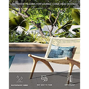 Recliner Head Pillow Ledge Loungers Chair Pillows with Insert Abstract Geometric Oil Painting Graffiti Blue Lumbar Pillow with Adjustable Strap Outdoor Waterproof Patio Pillows for Beach Pool, 2 PCS