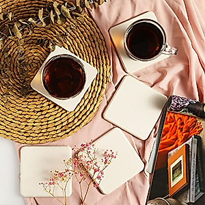 Absorbent Diatomite Drink Coasters,for Drinks and Plants Fast Water Absorption in Seconds, Non-Slip Insulation Odorless Diatomaceous Earth Protect Table Countertop from Damage, Set of 4 (Beige)