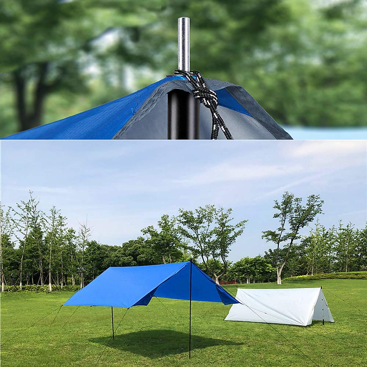 Adjustable Tarp Pole Canopy Pole Set of 2 for Shelters,Awnings,Camping Tarps (Black)
