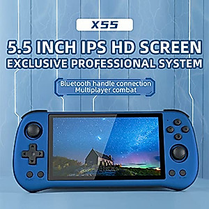 QOVO Powkiddy X55 Handheld Arcade Game Console Built in 10,000 Games, 5.5-Inch Portable Retro Video Gaming Console, HDMI Interface, Supports WiFi & Bluetooth - 16G+64G