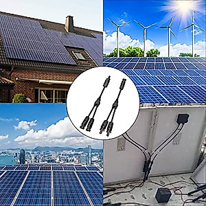 YACSEJAO Solar Panel Y Branch Parallel Cable 30A Waterproof Solar 2 to 1 Adapter Cable Wire Male Female Connector 1 Pair for Parallel Connection