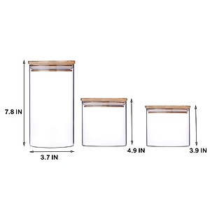 Sohapy Airtight Food Storage Containers Jar Set Cereal Container with Airtight Seal Bamboo Lid Food Organization Sets Cookies Jar Cylinder for Pantry Kitchen Coffee Flour and More Container (3)