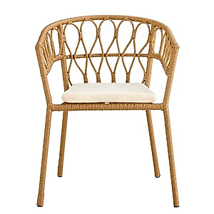 ME2 5-Piece Outdoor Patio Furniture Dining Set, All-Weather Simple Bamboo Conversation Set with Soft Cushions andDining Table for Backyard Deck for Patios, Backyard, Balcony, Garden, Lawn