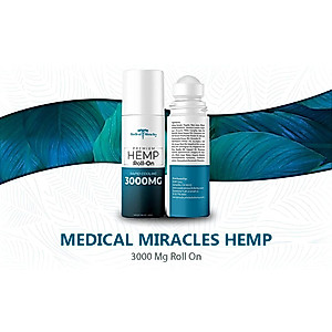 Medical Miracles New Hemp Oil Roll On - Ideal Relief for Muscles, Hips, Joints, Neck, Back, Elbows, Fingers, Hands, and Knees Made in USA (3000mg Roll-On)