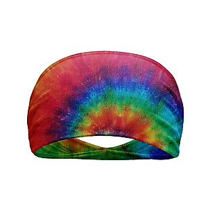 SAE99 Rainbow Tie-Dye Headband, Soft Stretchy Headband One Size Fits All