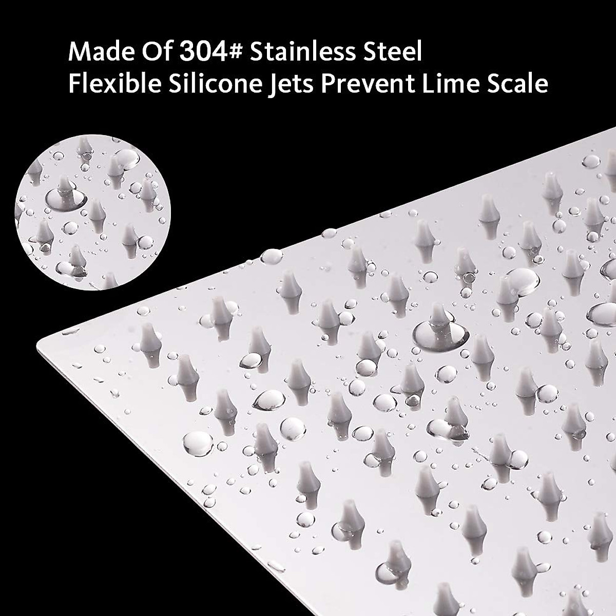 HarJue Shower Head with Extension Arm, High Pressure Square Shower Head with ShowerArm, Stainless Steel Rainfall Showerhead-Waterfall Full Body Coverage (12'' ShowerHead with 16'' Arm, Chrome)