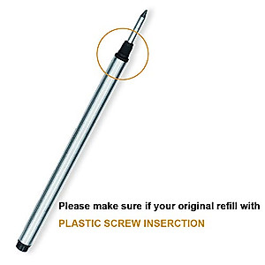10 Pack Black, Spiral Roller Pen Refill, Replacement Roller Refill for Many Brand Name Pen. Threaded Rolling Ball Refills, 0.7mm Medium Point. 113mm (4.42”) x 6mm (0.24”)