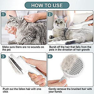 AUBERRY Self Cleaning Slicker Brush,Long & Short Hair Pets Gently Removes Loose Undercoat, Mats and Tangled Hair Dog & Cat Grooming Brush, Skin Friendly(GREY)