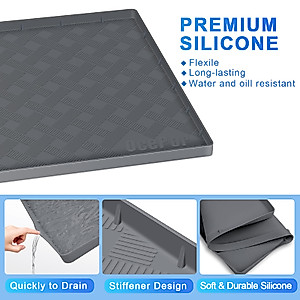 Under Sink Mat 22" x 19", Under Sink Mats for Kitchen Waterproof, Under The Sink Mat Waterproof for Bottom of Kitchen Sink, Silicone Under Sink Liner Tray, Under Sink Protector Mats(Dark Grey)