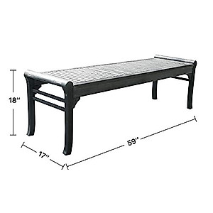 Vifah Renaissance Outdoor Patio 5-Foot Hand-Scraped Wood Backless Garden Bench