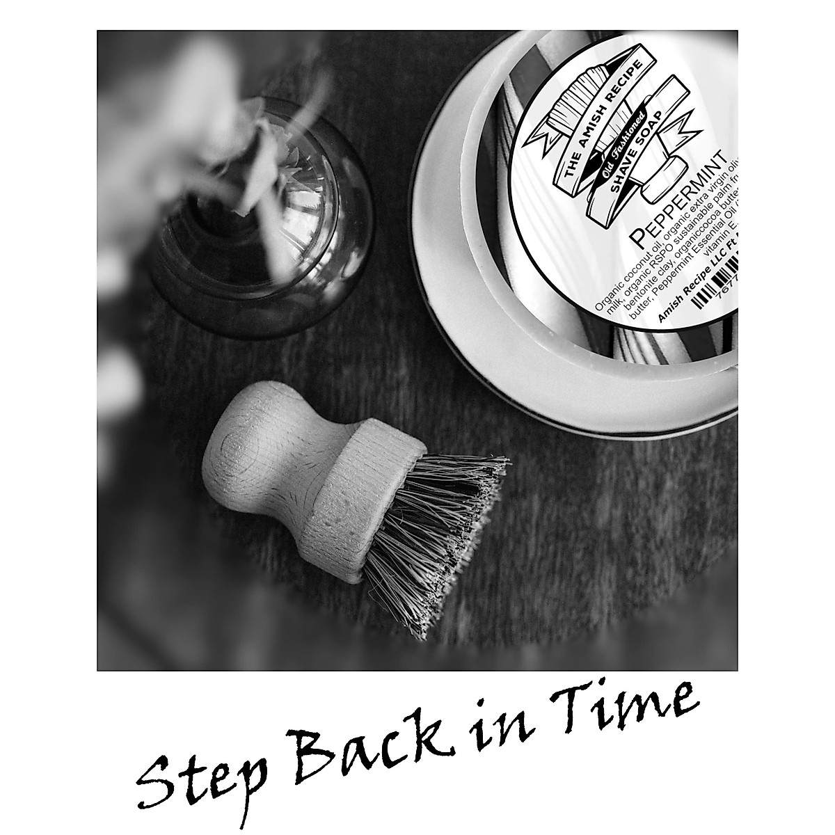 The Amish Recipe Natural Goats Milk Shave Soap For Men, Rich & Creamy Lather From Shaving Soap Puck for Men and Women, Traditional Organic & Natural Men Shaving Soap Made In The USA (Peppermint)