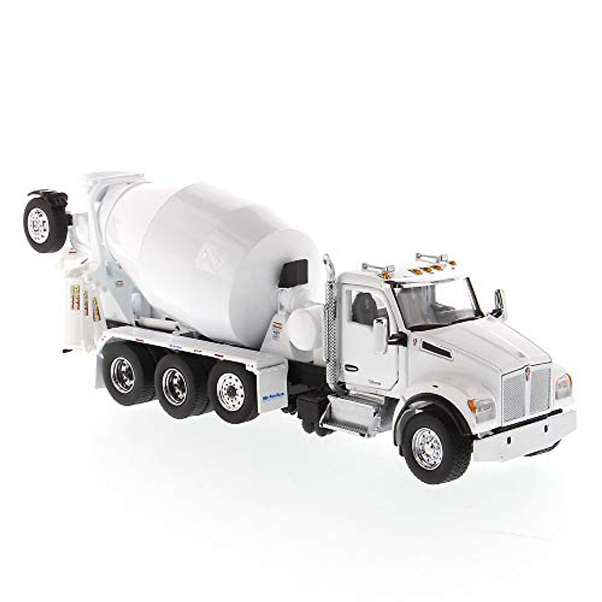 Diecast Masters Kenworth T880 SFFA Concrete Mixer Truck - Pearl White | Tandem with Lift Axle and McNeilus Bridgemaster Mixer | 1:50 Scale Model Semi Trucks | Diecast Model 71081