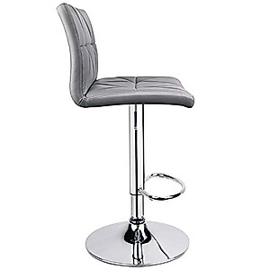 Leader Accessories Bar Stool, Hydraulic Square Back Diagonal Line Adjustable Bar Stools, Set of 2 (Light Grey)