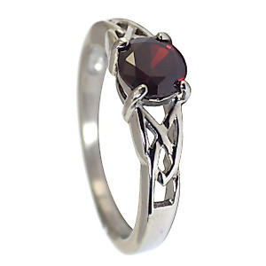 Fantasy Forge Jewelry Womens January Birthstone Celtic Ring Red Cubic Zirconia Size 9