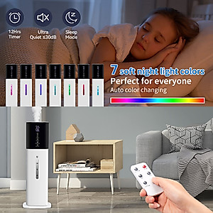 2.1Gal(8L) Humidifiers for Bedroom Large Room Whole House,3 Speed Humidifiers with led Light for Home
