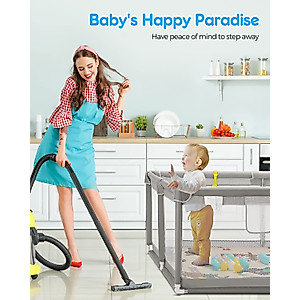 HEAO XXL 79x59 Baby Playpen with Playmat & stroage Bag Kids Large Playard with 30PCS Pit Balls Indoor & Outdoor Kids Activity Center Infant Safety Gates Light Grey