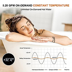 Tankless Water Heater, Camplux 5.28 GPM Water Heater Natural Gas, Tankless Hot Water Heater For Whole House, Indoor, White