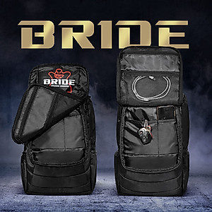 JDM LAB Spec R Bride Racing Fabric Large Capacity Everyday Backpack, Laptop Compartment, Water-Resistant, Casual Bookbag (Gradation/Black)