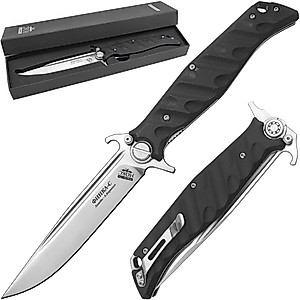 НОКС HOKC Puukko-S | 342-100406 | Pocket Knife with Liner Lock and Lawks Safety System, G10 Handle, Thumb Stud, Finger Flipper, Durable D2 Stainless Tool Steel, Satin Finished Utility Knife