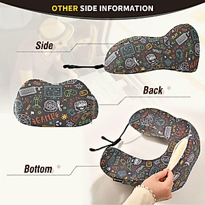 JIPONI Travel Pillow Computer Game Joystick Doodle Memory Foam Neck Pillow with Attachable Snap Strap for Traveling, Airplanes, Sleeping, Home, Office, Car