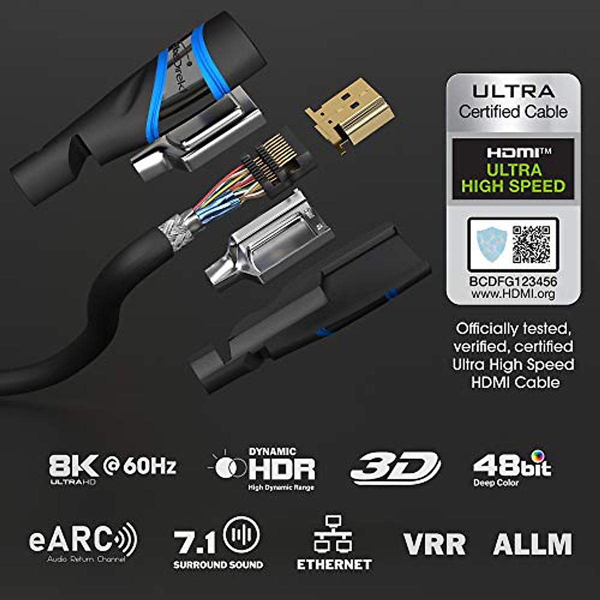 KabelDirekt – 8K HDMI Cable, HDMI 2.1 – 6ft – Certified HDMI Cable for PS5 and Xbox Series X/S – Developed in Germany (Ultra High Speed HDMI Cable for 8K@60Hz, PC/Console and Monitor/TV – Blue/Black)