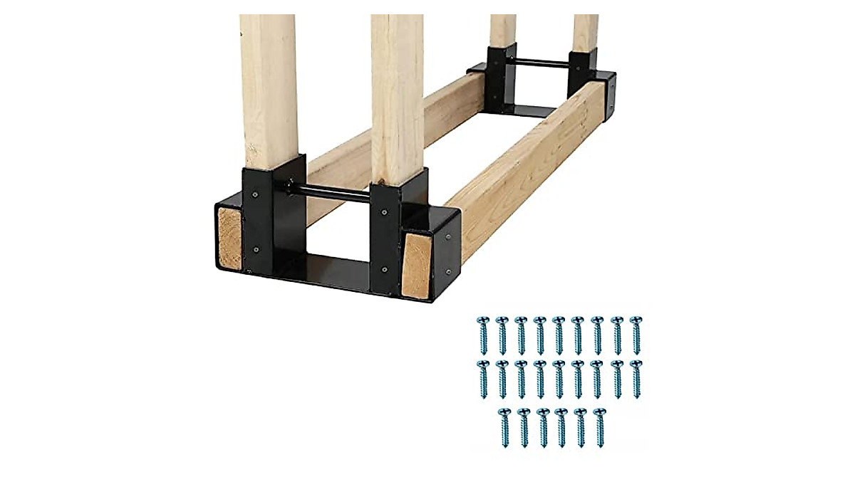 WANLISELL Firewood Log Bracket, 2 Pack Outdoor Firewood Rack Brackets ...