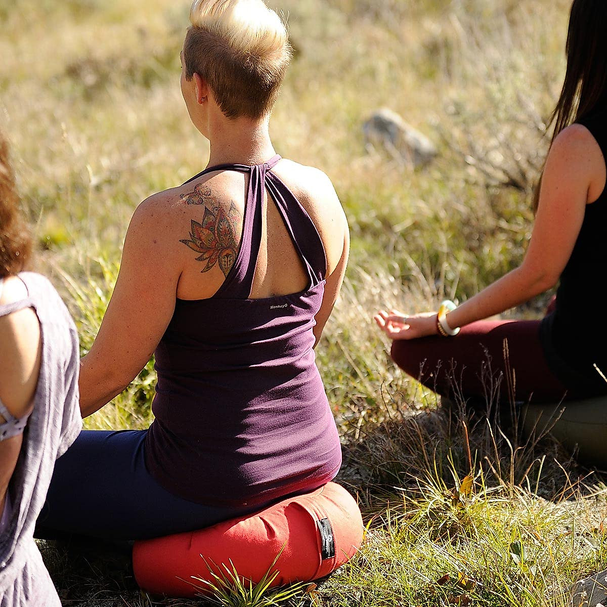 Hugger Mugger Zafu Meditation Cushion - Blue - Support in Cross-Legged Sitting, Buckwheat filled, Durable Fabric, Convenient Handle, Handmade in USA