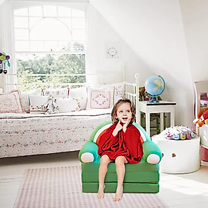 Plush Foldable Kids Sofa Cover Backrest Armchair 2 in 1 Foldable Children Sofa Cute Cartoon Lazy Sofa Children Flip Open Sofa Bed for Living Room Bedroom Without Liner Filler Recliner,Z1-E,One Size