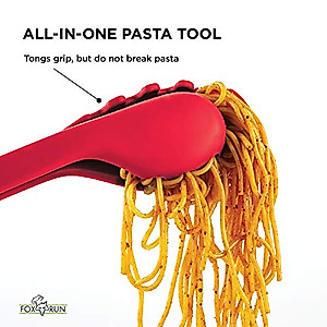 Fox Run 2 in 1 Pasta Measuring Tongs, 12.5", Red