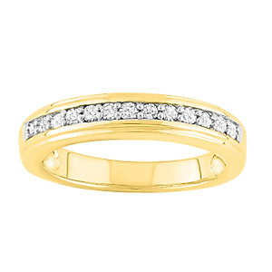 Hdiamonds 1/4 Carat Total Weight (cttw) 925 Sterling Silver Wedding Band with White Diamonds - Yellow Gold Bridal Ring for Women (Ring Size: 6.5)