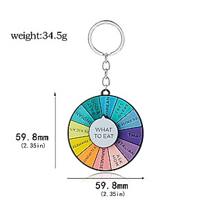 What To Eat Wheel Spinning Keychain - Cute Mood Key Chains - Aesthetic Charm Gift for Women Men