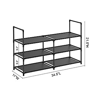 Abincee Shoe Rack Stackable Shoe Organizer Storage 12-16 Pairs Shoe Shelf for entryway Closet Hallway (3-Tier)