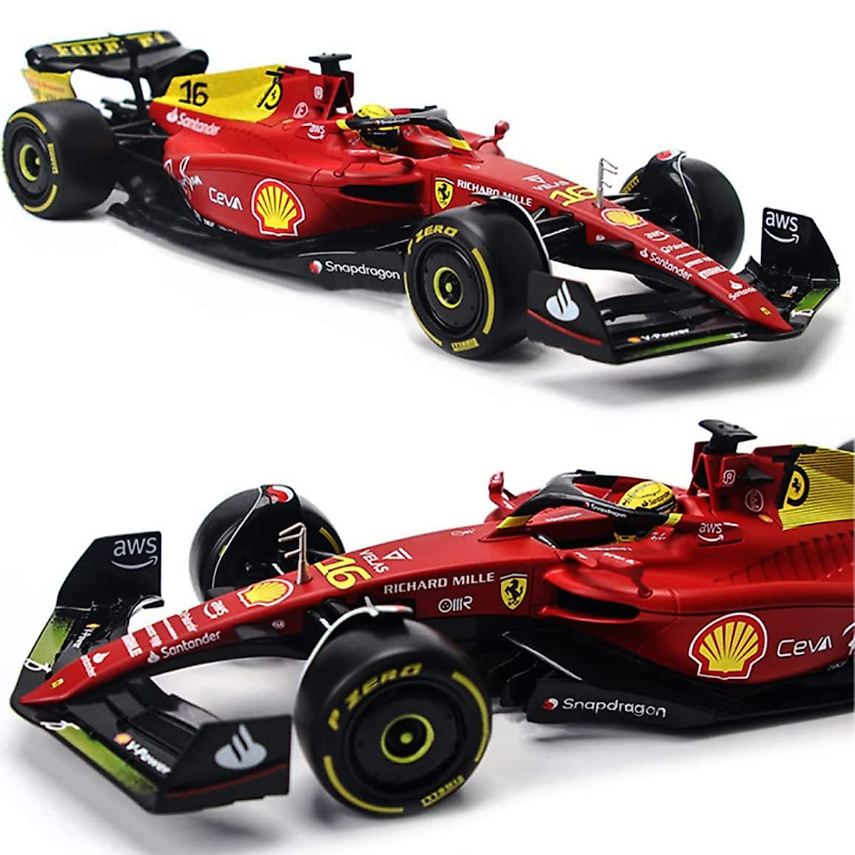 JODIYAAH Bburago 1/18 2022 F1-75 75th Anniversary F1-75#55 Carlos Sainz Alloy Luxury Vehicle Diecast Cars Model Toy Collection Gift (1/18 F1-75th No.#55)