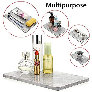 Hipiwe Marble Vanity Tray Dresser Perfume Tray Bathroom Counter Tray Marble Decorative Tray Candle Tray Marble Serving Tray Marble Cutting Board for Kitchen, 10.2"x 6.3"