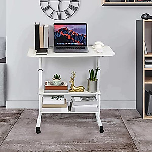 Fuwobriva Laptop Desk Removable and Adjustable Height Table for Table Lazy Sofa Table Office Desk Home Student Writing Desk Desk, Small Standing Desk with Storage TV Tray Table, Beige (desk01)
