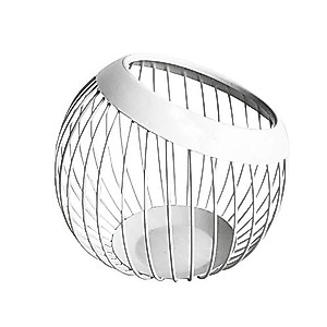 VANRA Metal Wire Fruit Bowl Sturdy Fruit Basket Fruit Holder Snack Storage Decorative Centerpiece Bowl for Modern Kitchen, Countertop, Living Room (White)