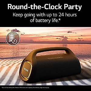 LG XG9QBK.DUSALLK Go Portable Bluetooth Speaker - Stage Lighting and up to 24-Hour Battery, Black