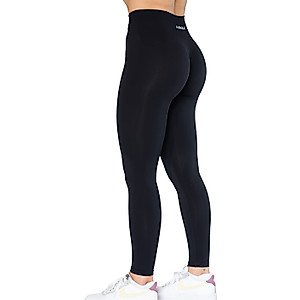 AUROLA Dream Collection Workout Leggings for Women High Waist Seamless Scrunch Athletic Running Gym Fitness Active Pants Dark Black S