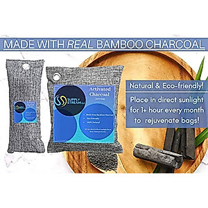 Natural Charcoal Bamboo Bags / 4 Pack / Fresh Order Absorber Bag / for Home, Closet Pet Drawers / Air Deodorizer / Activated Charcoal Bags