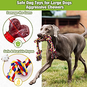 Large Dog Toys for Aggressive Chewers, 12 Pack Tough Dog Chew Toys for Large Dogs, Heavy Duty Tug of War Dog Toy, Indestructible Dog Rope Toy for Medium and Big Breed, 100% Cotton for Teeth Cleaning